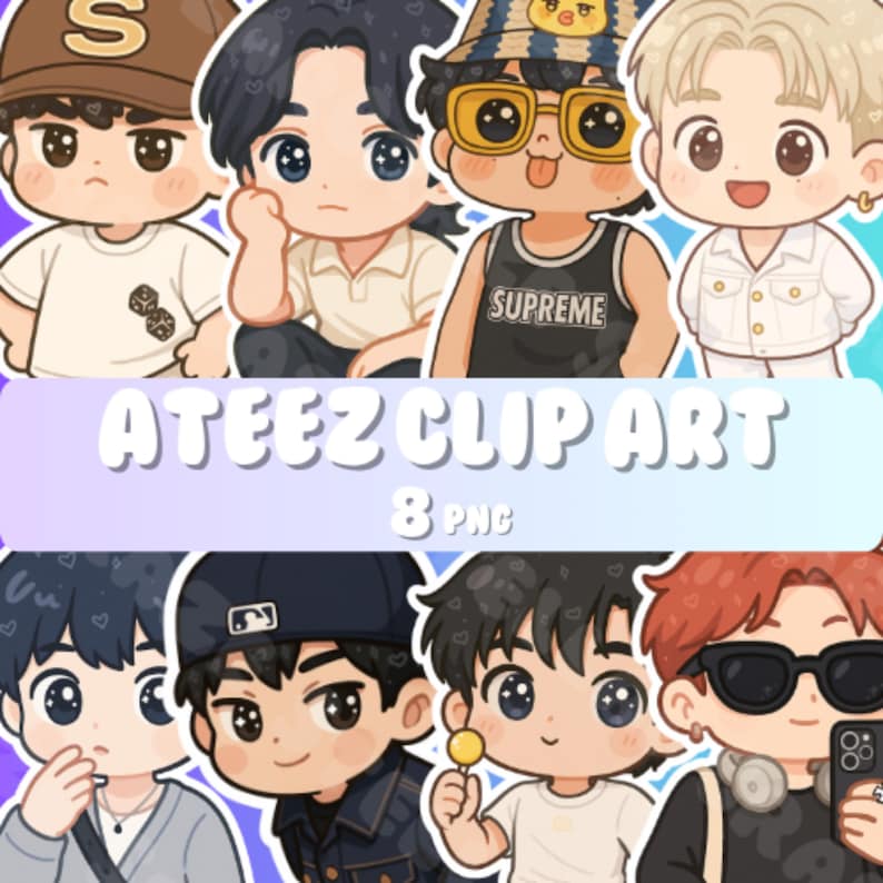 ATEEZ PNG Bundle, K-pop PNG Pack, Ateez Clip Art, San Hongjoong ...