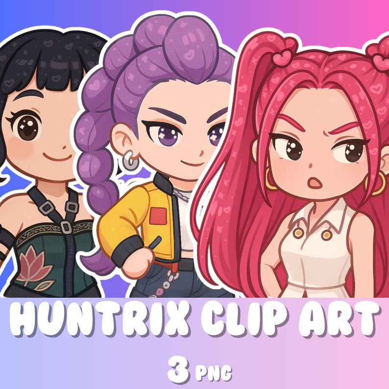 Huntrix PNG Bundle, K-pop PNG Pack, Huntrix Clip Art, Digital Stickers ...