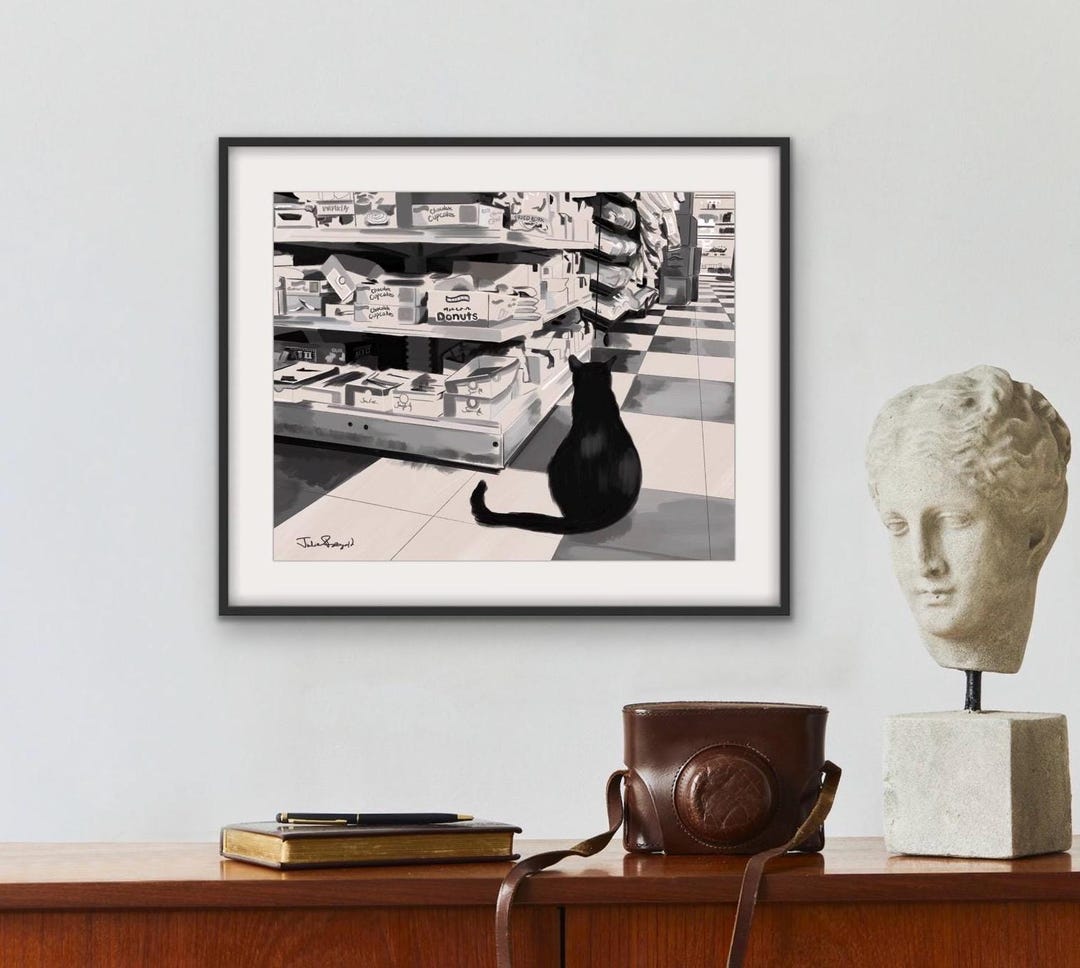 Stylish Black and White Print of NYC Bodega Cat | Urban Wall Art | Cat ...