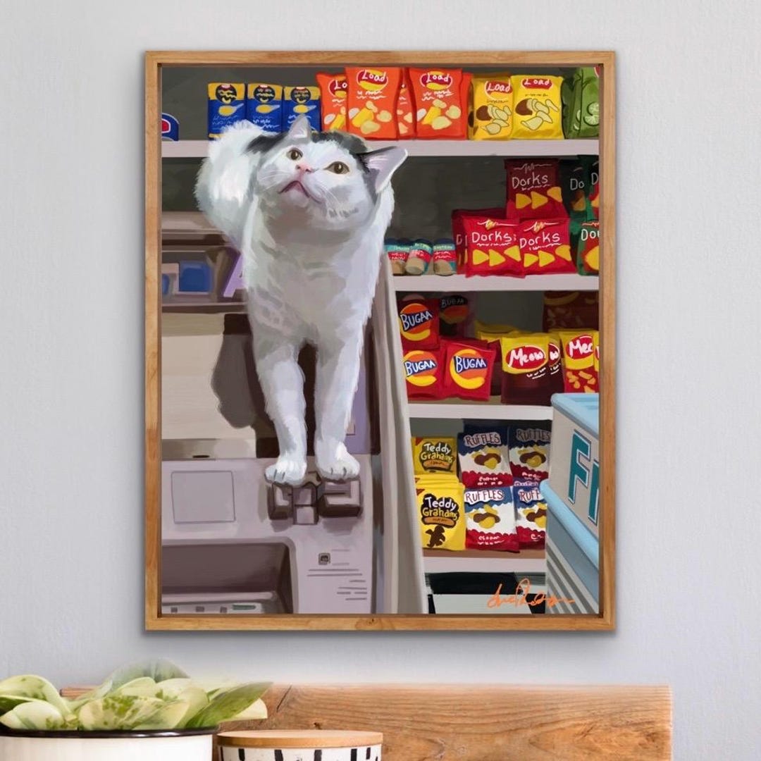 Cute NYC Bodega Cat Print - Adorable Art of a New Yorker Staple - Cat ...