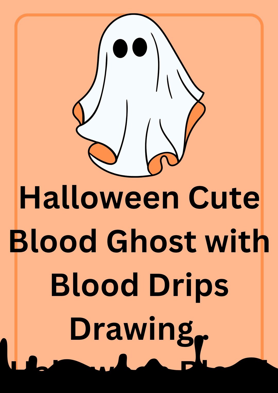 Spooky Halloween Ghost Drawing | Blood Drip Creepy Cute Art Print ...