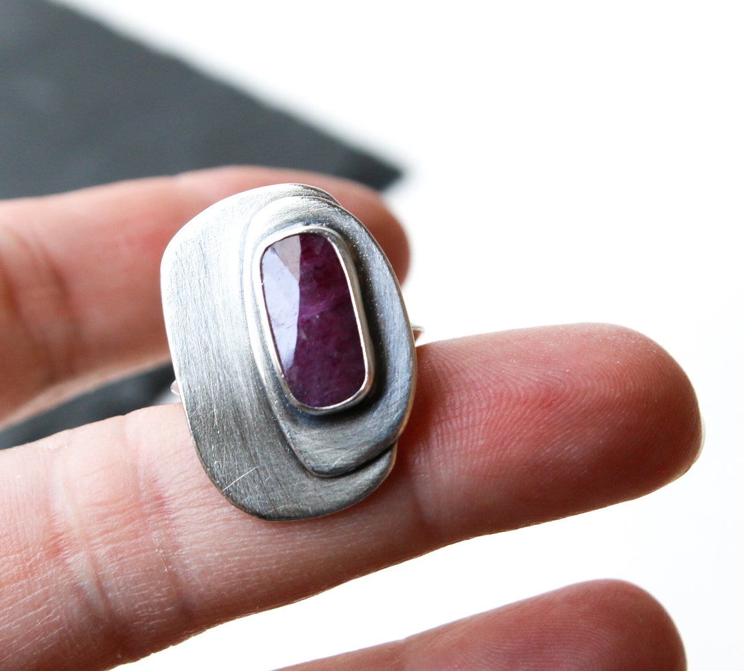 Topo Ring - Ruby and Silver - Etsy