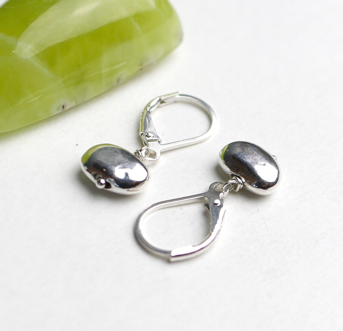 Smooth Pebble Earrings Sterling Silver Simple Drop Earrings - Etsy