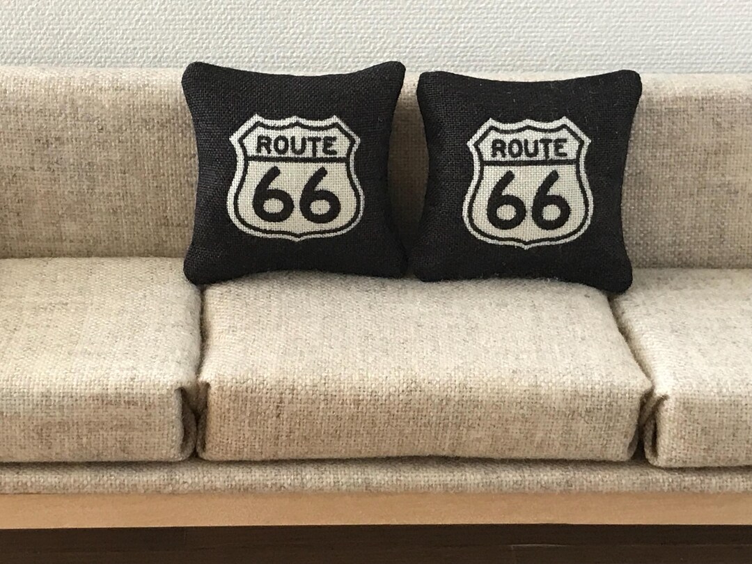 Miniature 1:12 Dollhouse Pillows Route 66 Set of 2 - Etsy