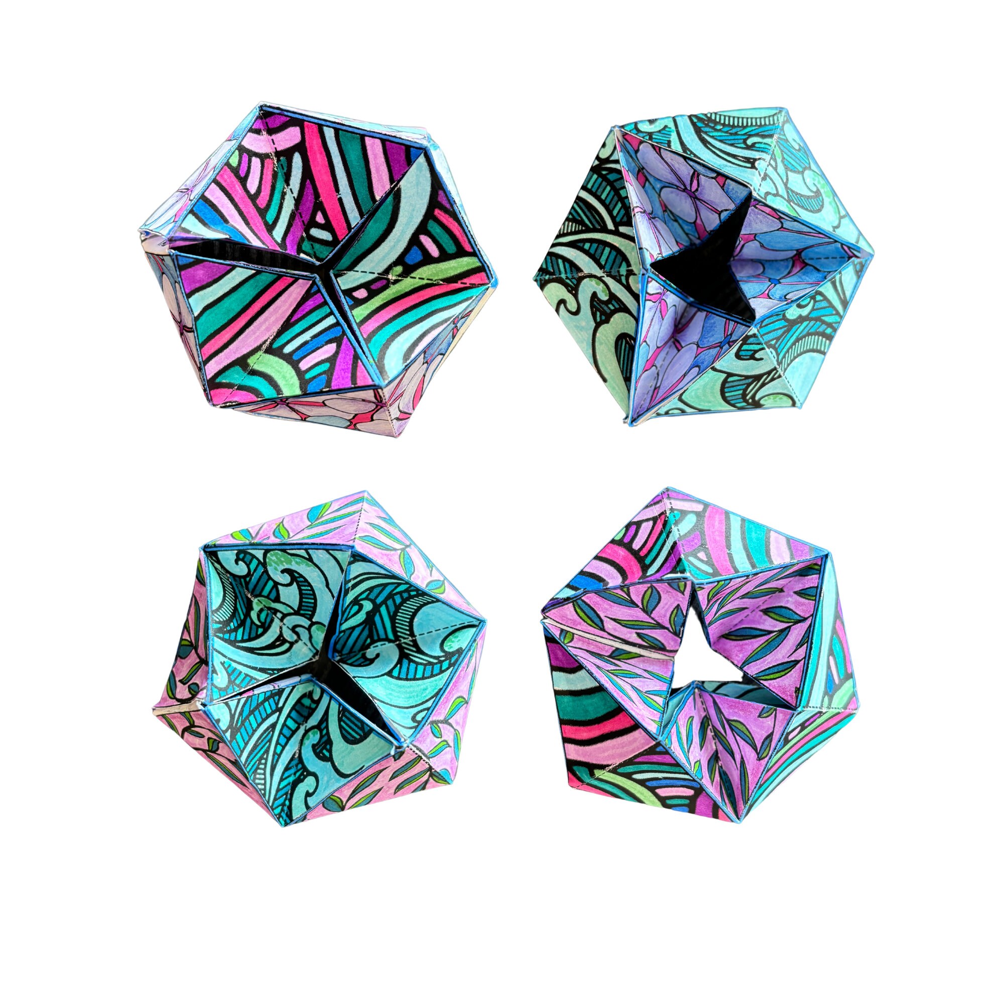 Colorme Hexaflips: Kaleidocycle Coloring Kit, Flexagon Origami Project ...