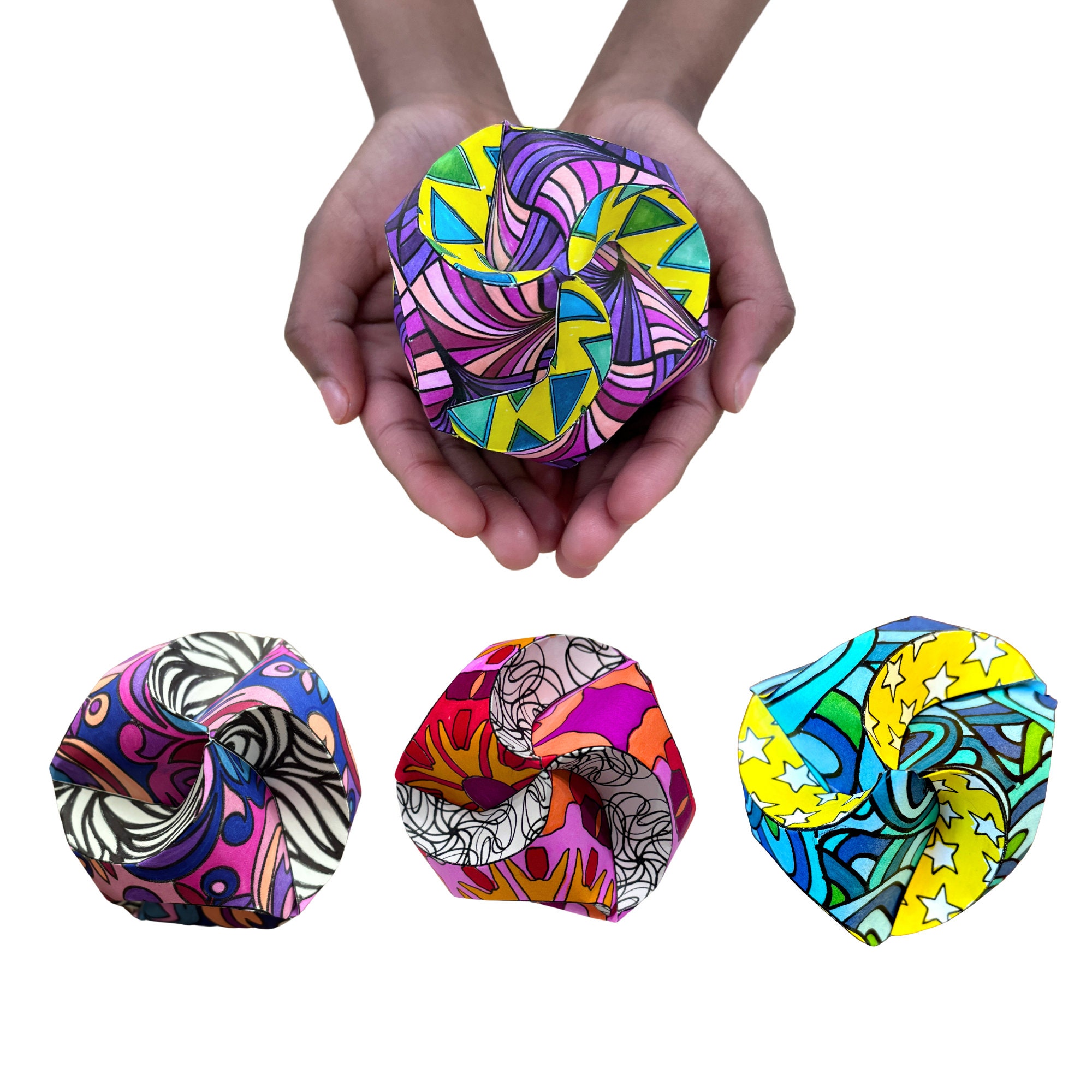 Printable Origami Orbs 2 : DIY Coloring Craft Project - Ornament, 3D ...