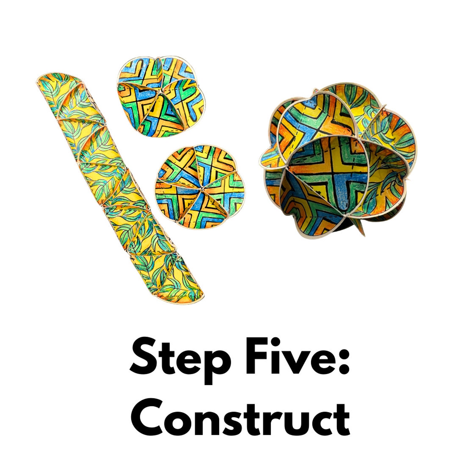 Color Me Geo Bursts: DIY Coloring Craft Project, 3D Paper Craft,paper ...