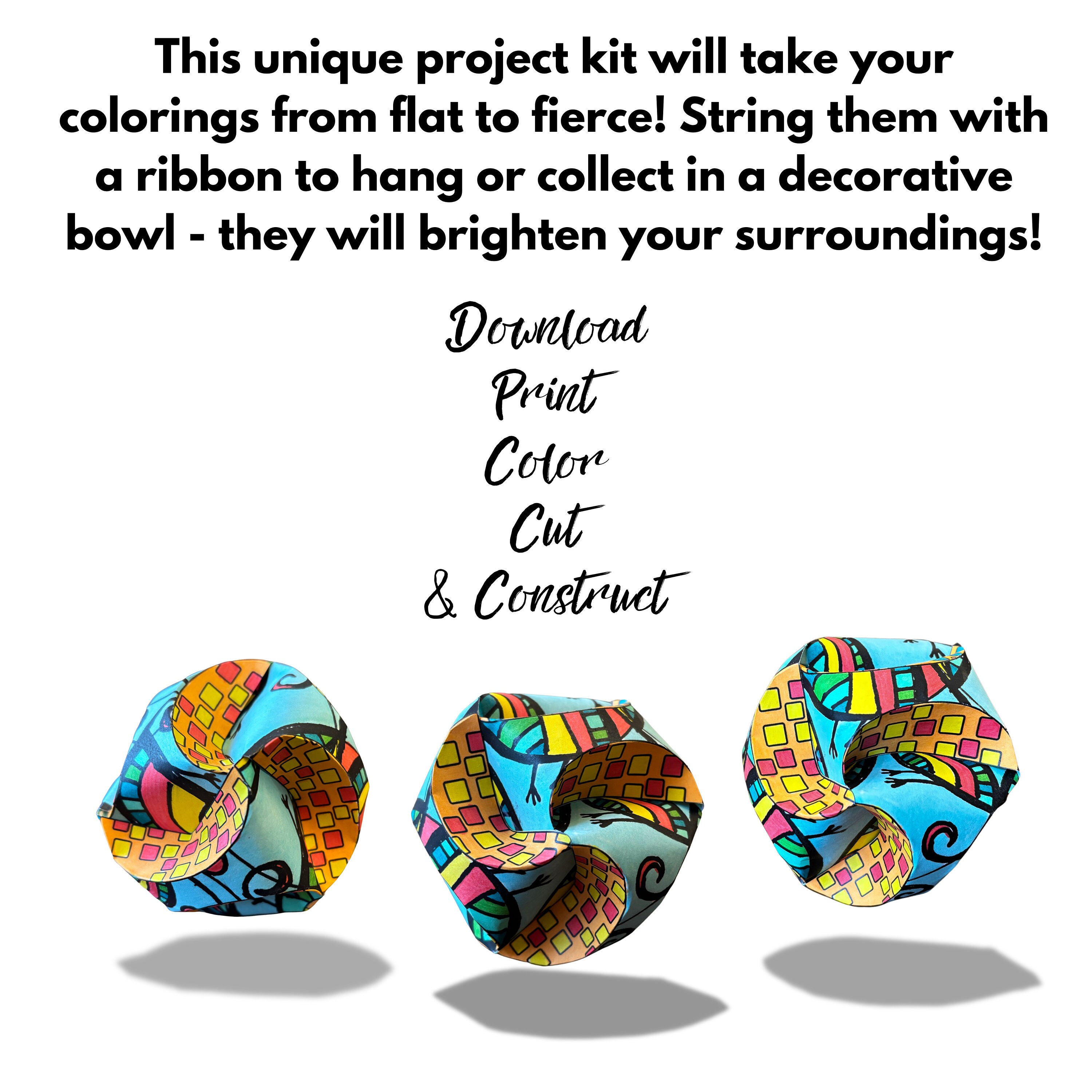 Printable Origami Orbs: DIY Coloring Craft Project, Origami Kit, 3D ...