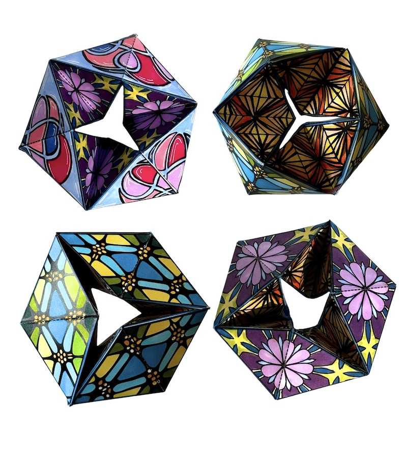 Colorme Hexaflips Set 2: Kaleidocycle Coloring Kit, Flexagon Origami ...