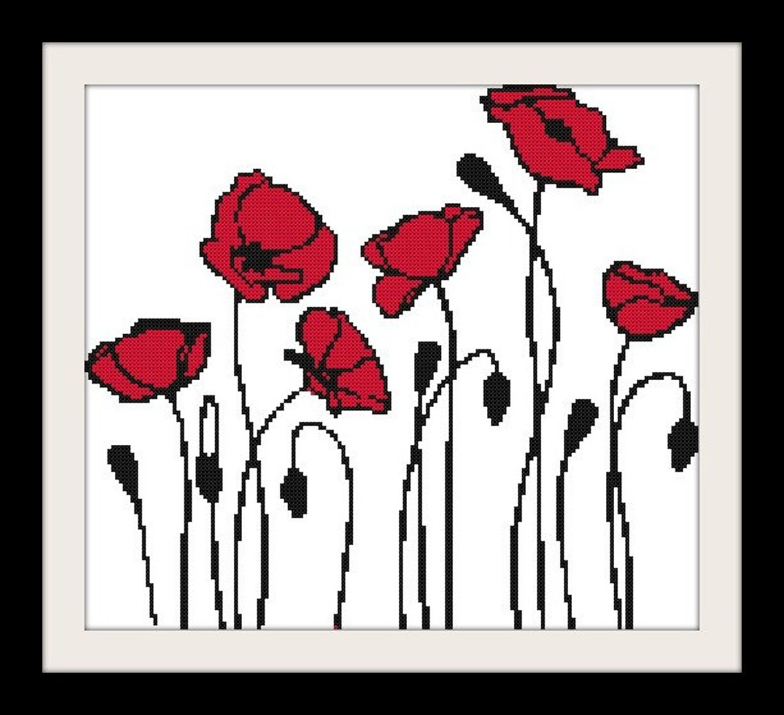 Abstract Poppies a Counted Cross Stitch Pattern - Etsy