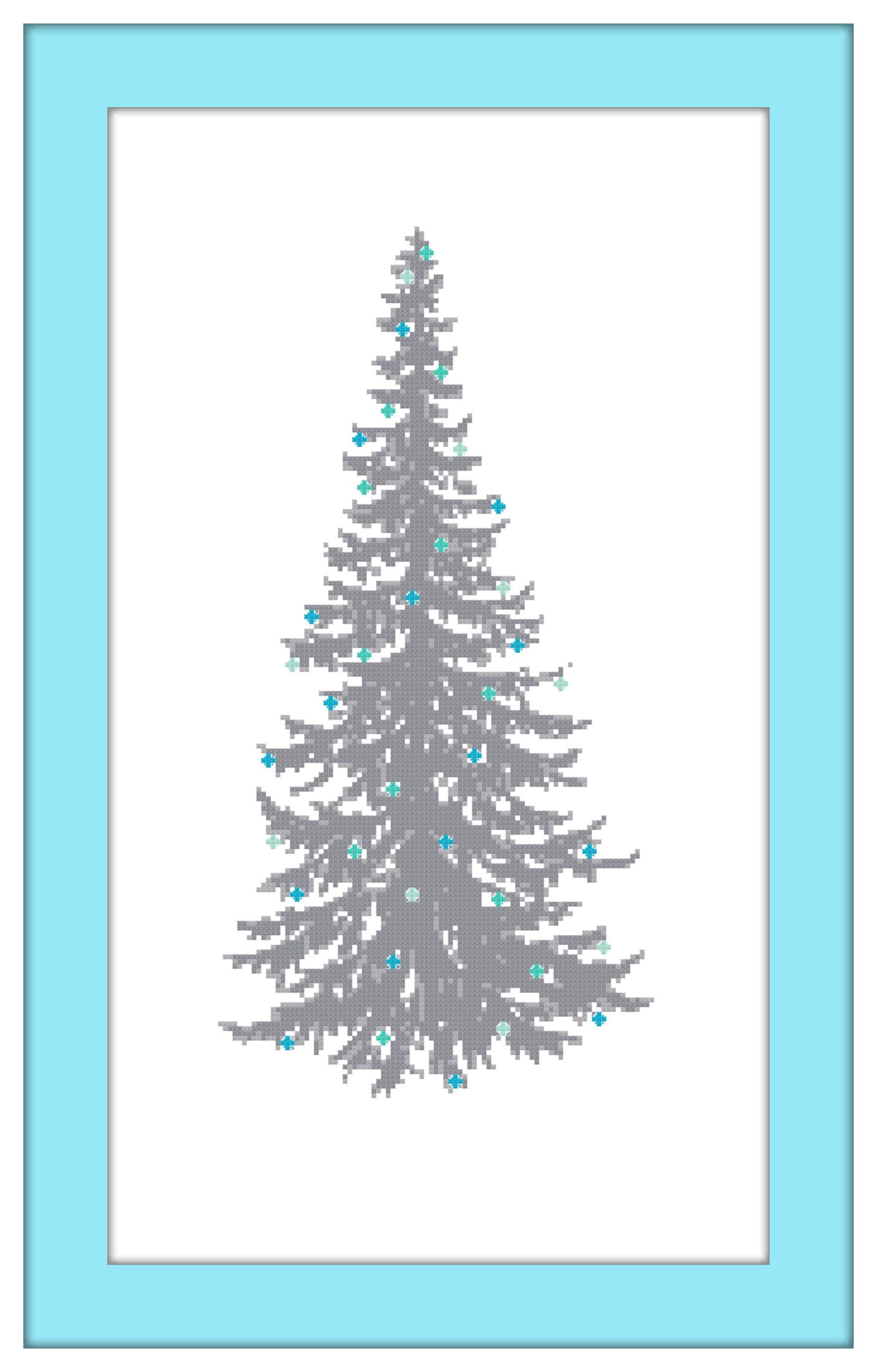 A Little Touch of Blue Christmas Tree - a Counted Cross Stitch Pattern ...