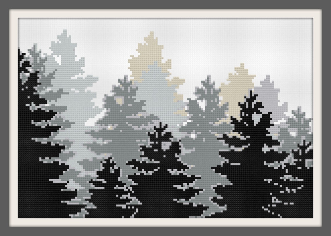 Trees in the Mist - a Counted Cross Stitch Pattern - Etsy