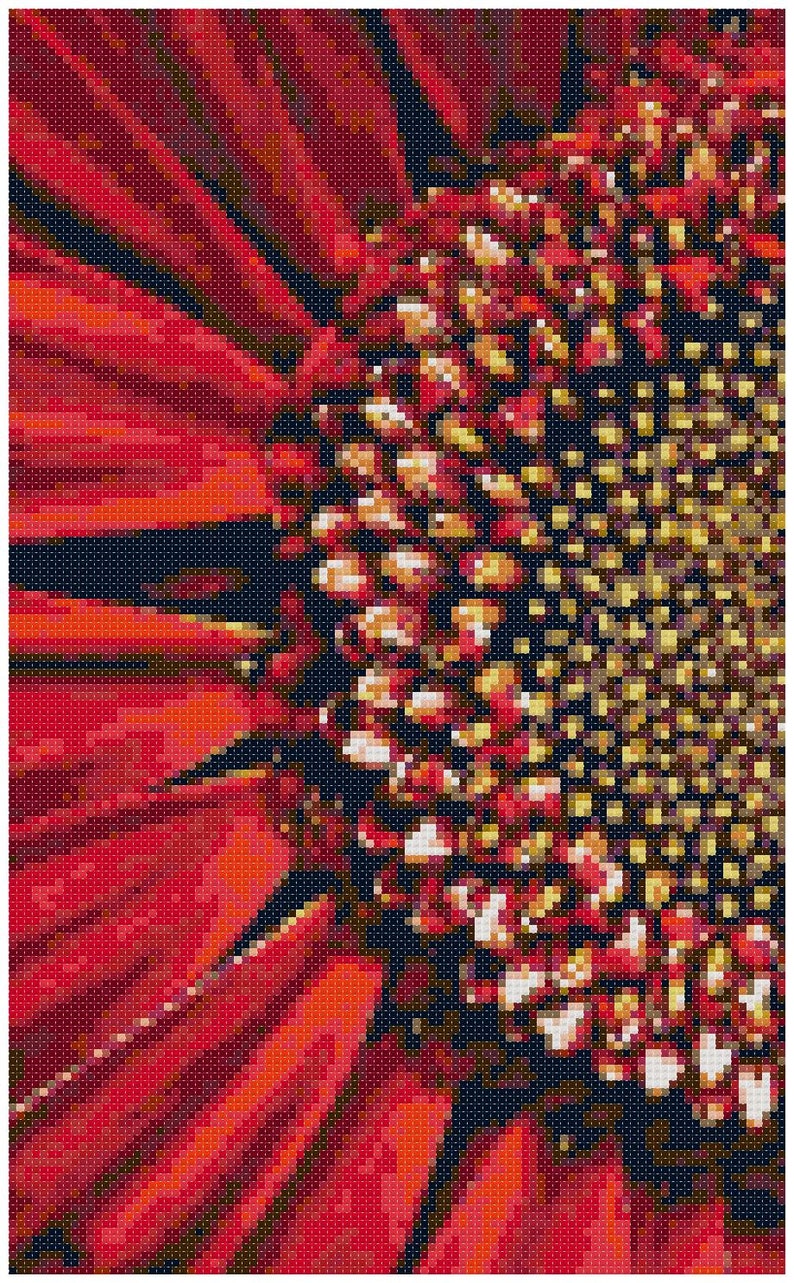 Red Gerbera a Counted Cross Stitch Pattern | Etsy