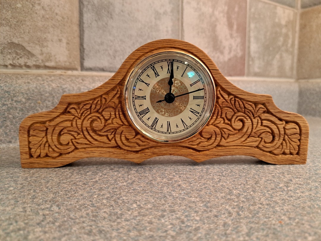Small Mantle Clock, Red Oak, Mantle Decor, Birthday Gift, Custom ...