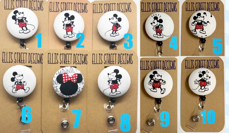 Retractable Badge ID Holder Disney Mickey Mouse and Minnie - Etsy