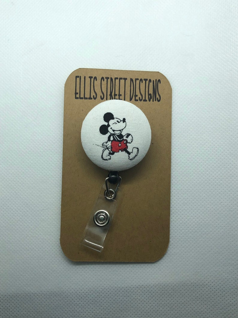 Retractable Badge ID Holder Disney Mickey Mouse and Minnie | Etsy