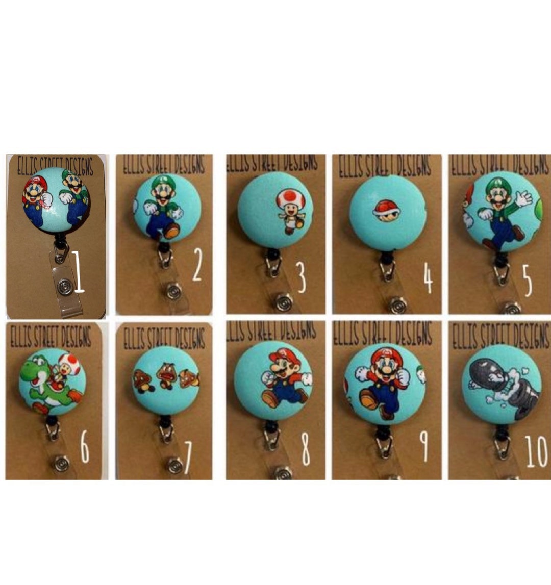 Super Mario Bro Retractable ID Badge Holder Belt Clip or Alligator ...