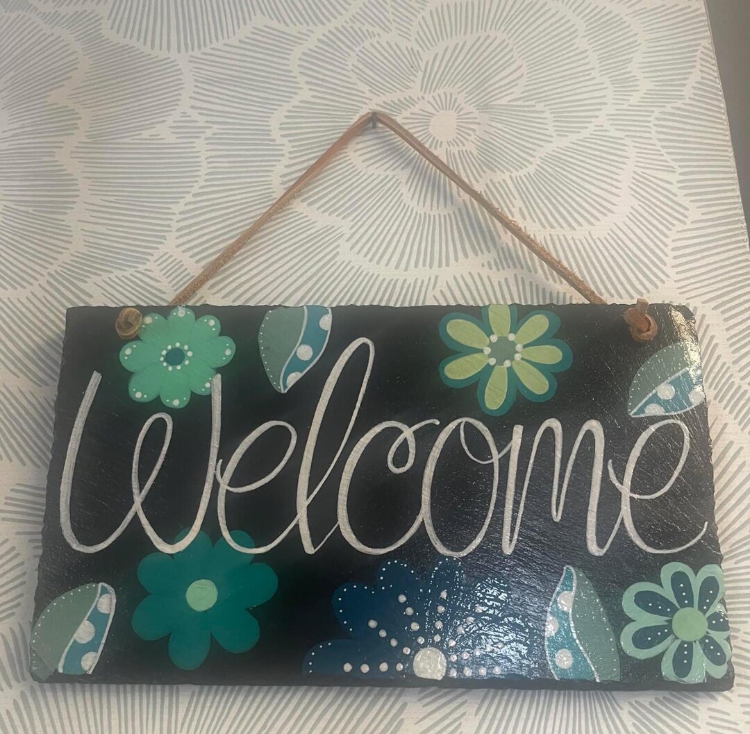 Small Boho Hanging Welcome Sign, Outdoor Sign, House Sign, Porch or ...