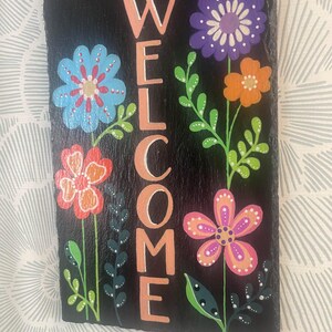 10X6 Small Welcome Sign Painted Slate, Outdoor Sign, Hanging Sign ...