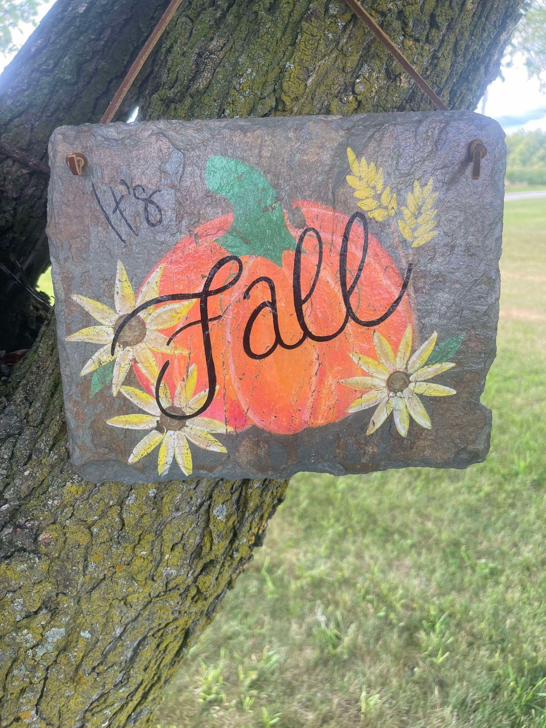 Fall Door Sign, Welcome Sign, Porch Sign, Painted Slate Sign, Entry Way ...