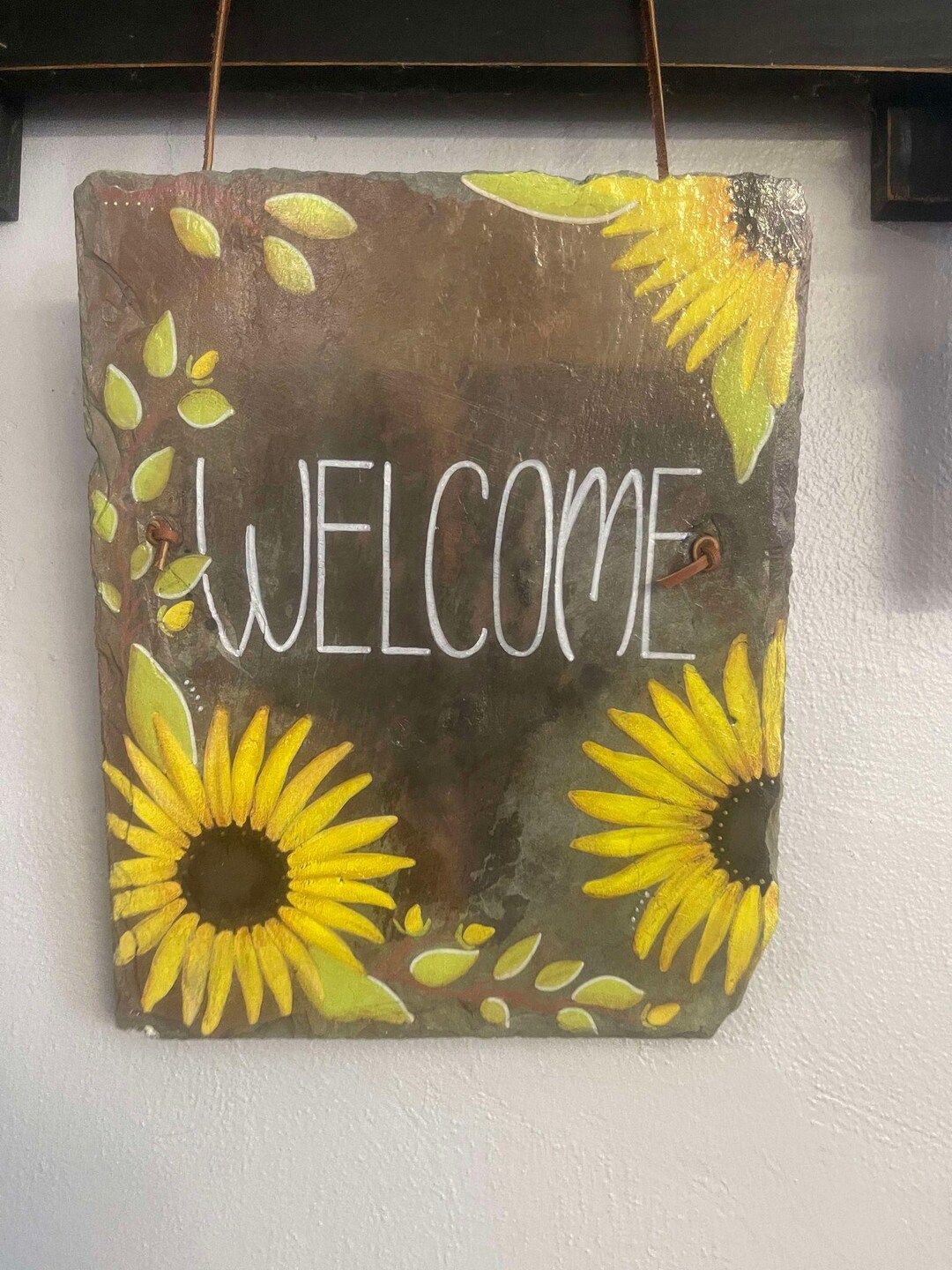 Sunflower Painted Slate Sign, Fall Painted Slate Sign, Outdoor Slate ...