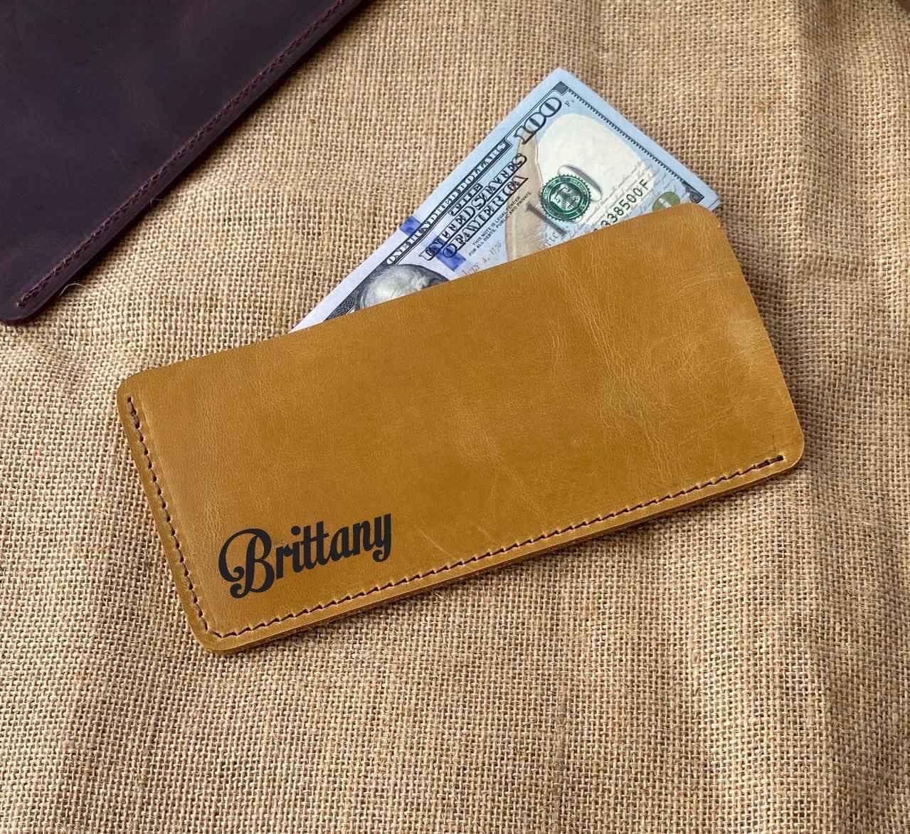 Personalized Leather Cash Envelope: Handmade Money Holder - Etsy