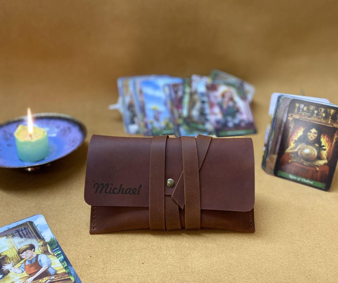 Personalized Leather Tarot Card Case: Custom Engraved Roll Box - Etsy