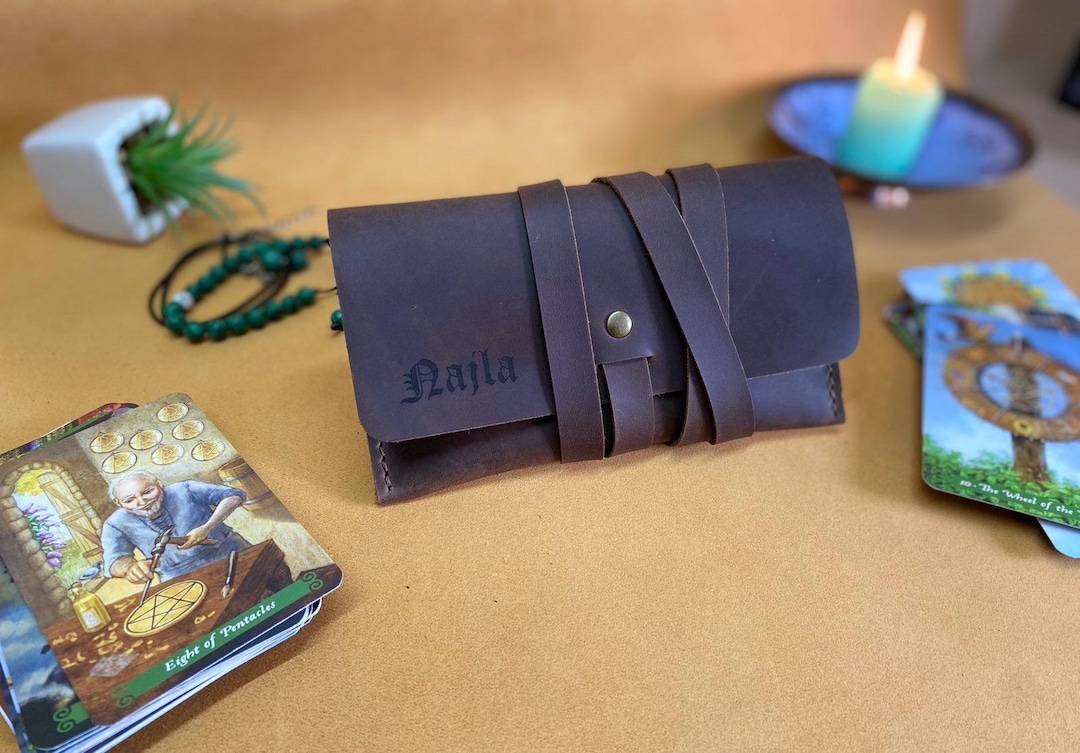 Personalized Leather Tarot Deck Holder: Engraved Card Case - Etsy