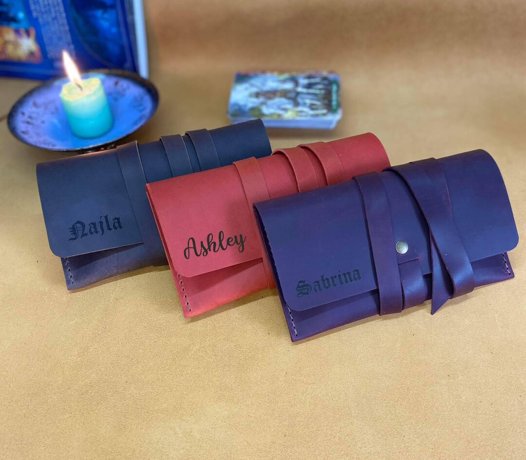Personalized Leather Tarot Card Case: Engraved Tarot Deck Holder - Etsy