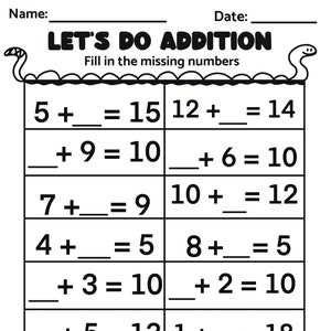10 Printable Addition Kindergarten Teacher Packet Worksheet (numbers 1 ...