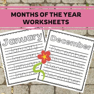Months of the Year Tracing Worksheets, Printable Handwriting Kids ...