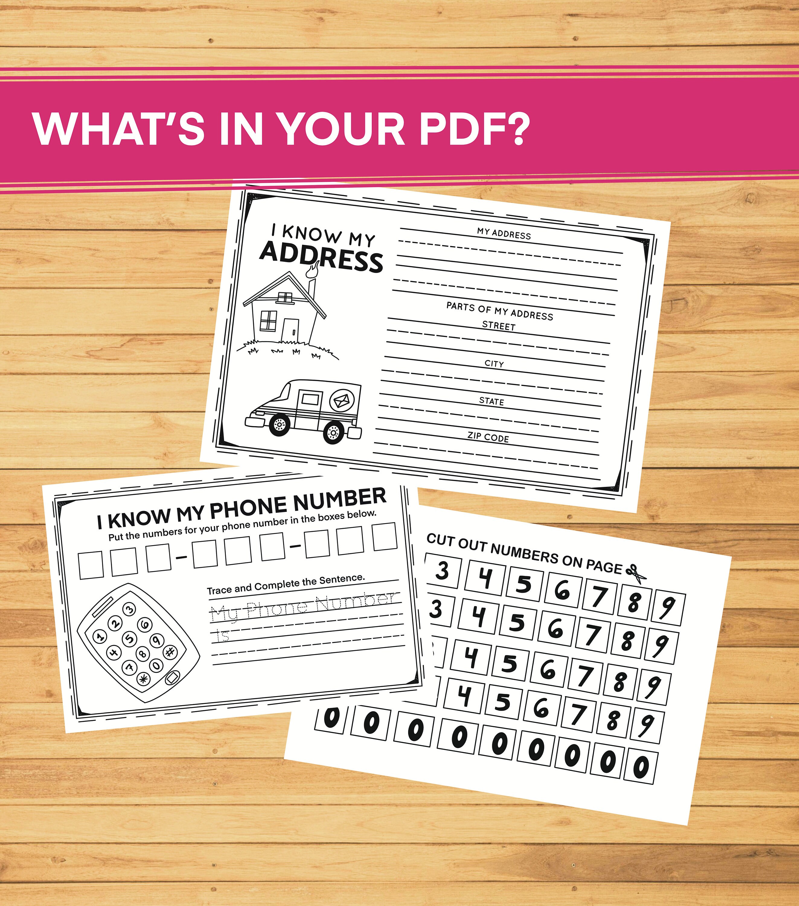 Address and Phone Number Teacher Worksheet Printable, Kindergarten ...