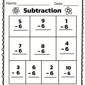 10 Printable Subtraction Teacher Worksheets, 1st-2nd Grade Easy Math ...