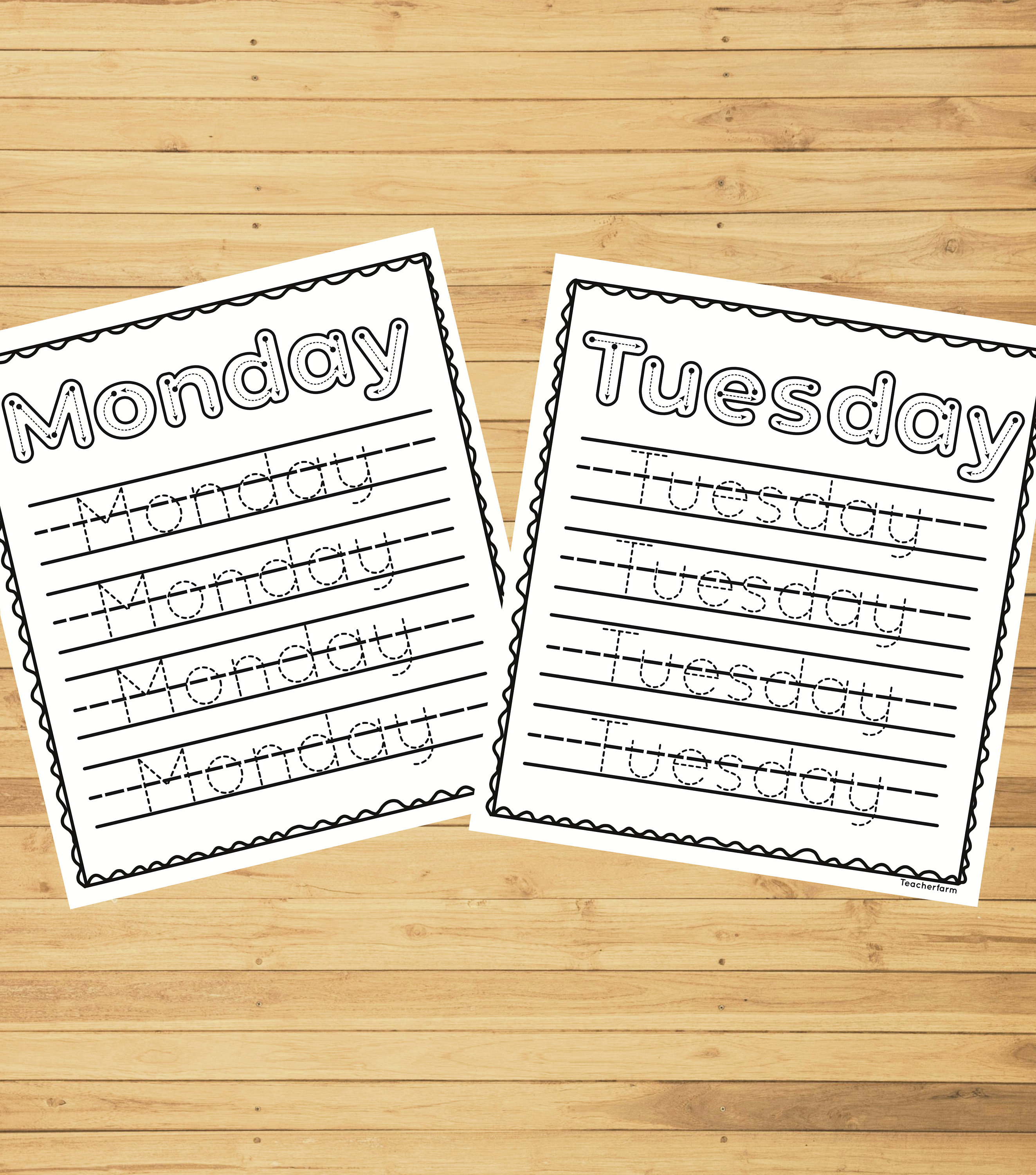 Days of the Week Learning Tracing Worksheets, Pre-k Writing Handwriting ...