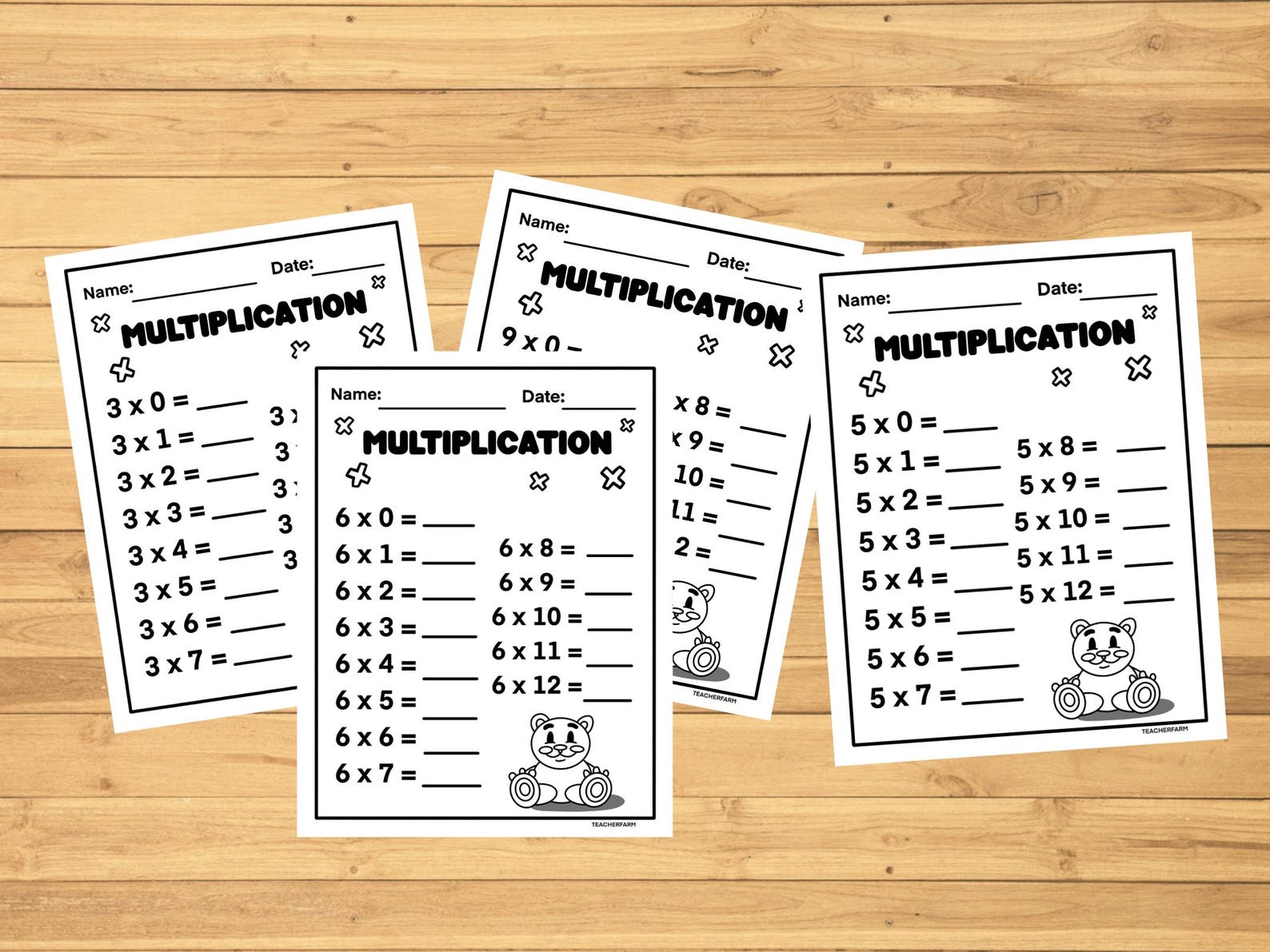 12 Multiplication Printable Practice Worksheets, Learn Multiplication ...