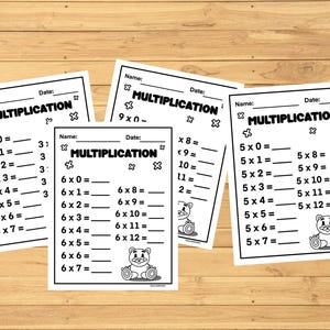 12 Multiplication Printable Practice Worksheets, Learn Multiplication ...