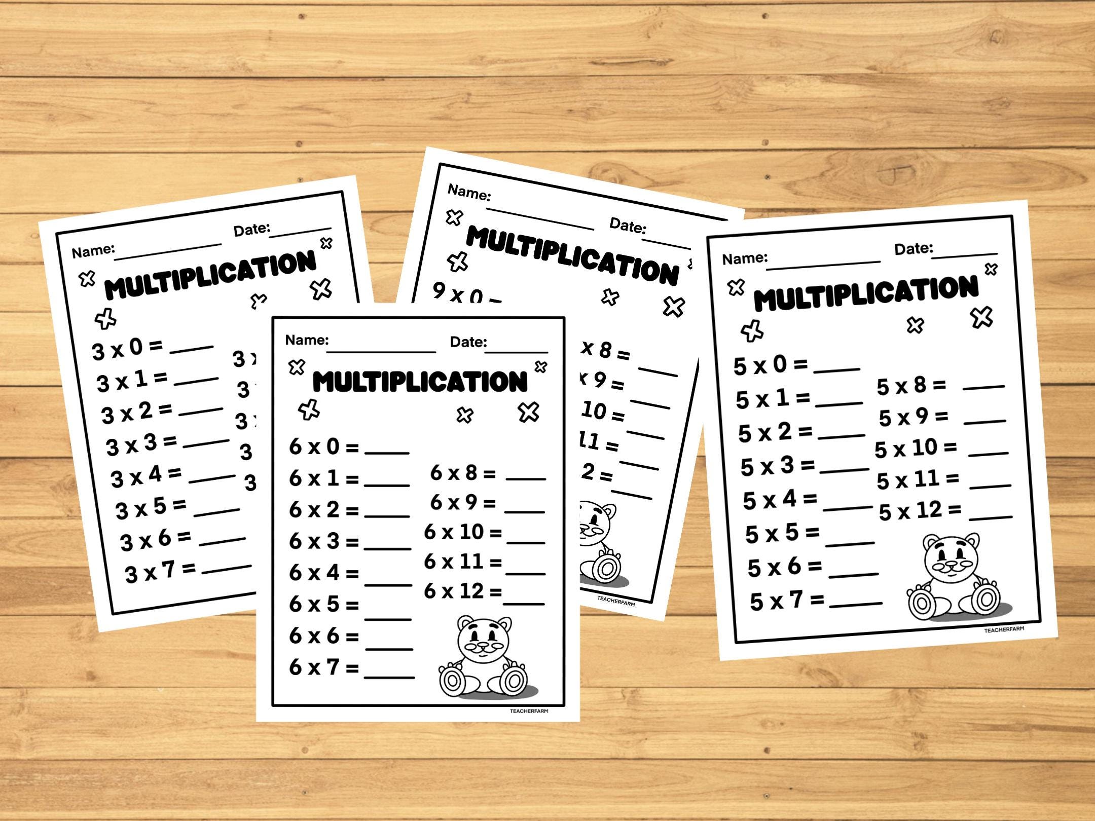 12 Multiplication Printable Practice Worksheets, Learn Multiplication ...