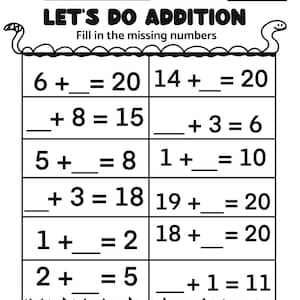 10 Printable Addition Kindergarten Teacher Packet Worksheet (numbers 1 ...