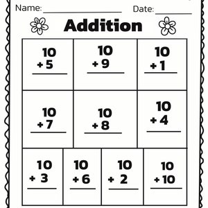 10 Printable Addition 1st Grade Worksheets, Easy Math for Students, 1 ...