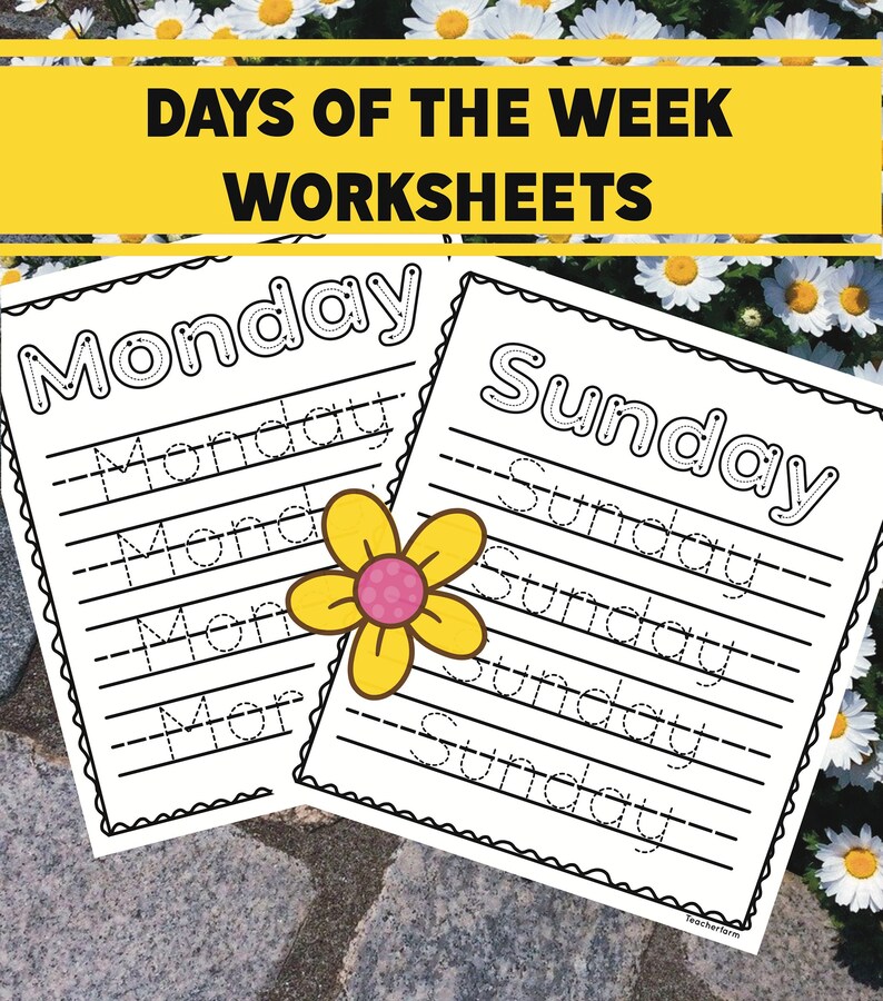 Days of the Week Learning Tracing Worksheets, Pre-k Writing Handwriting ...