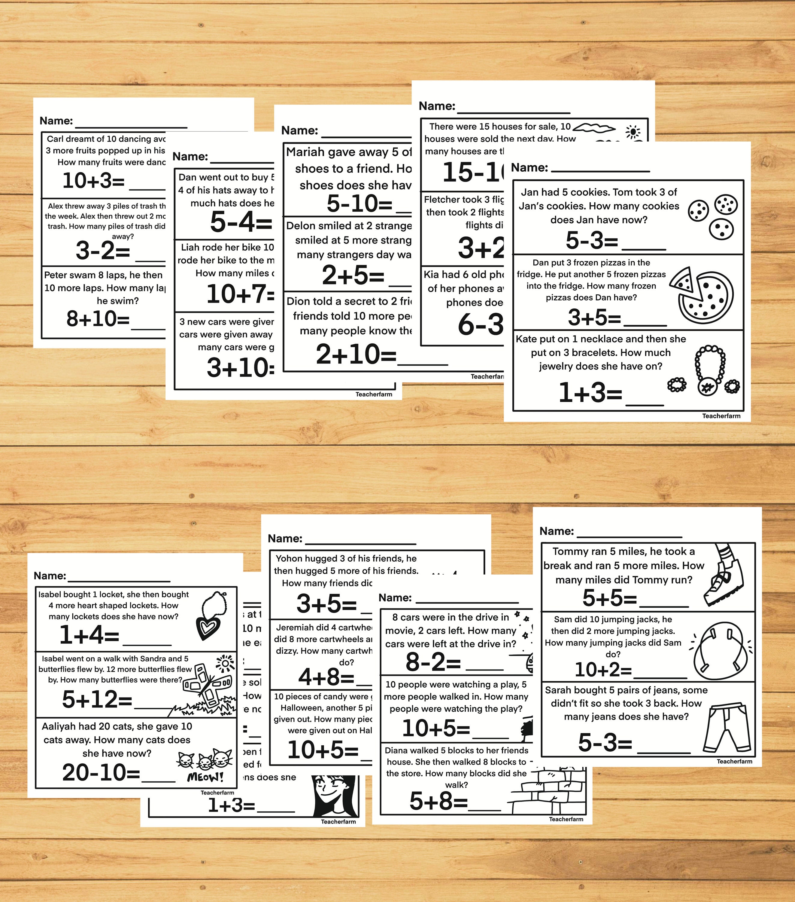Kindergarten Math Worksheet, Word Problems Homeschooling Printable ...