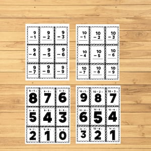 20 Subtraction Flashcards Worksheets Digital Download, Fun Easy Math ...