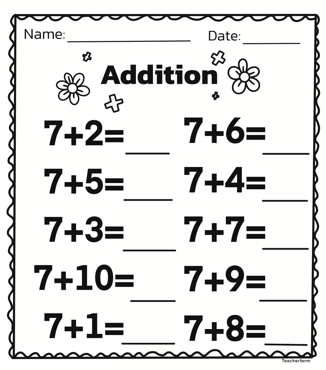 20 Math Addition & Subtraction Worksheets Printable, Homeschool ...