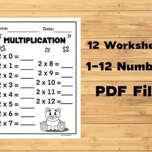 12 Multiplication Printable Practice Worksheets, Learn Multiplication ...
