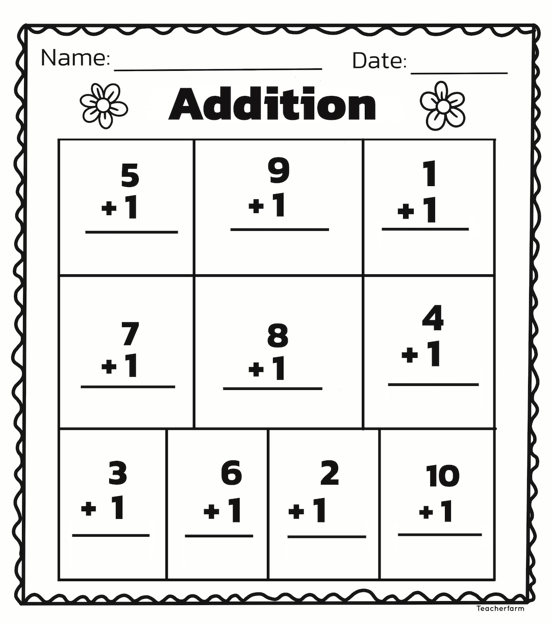 10 Printable Addition 1st Grade Worksheets, Easy Math for Students, 1 ...