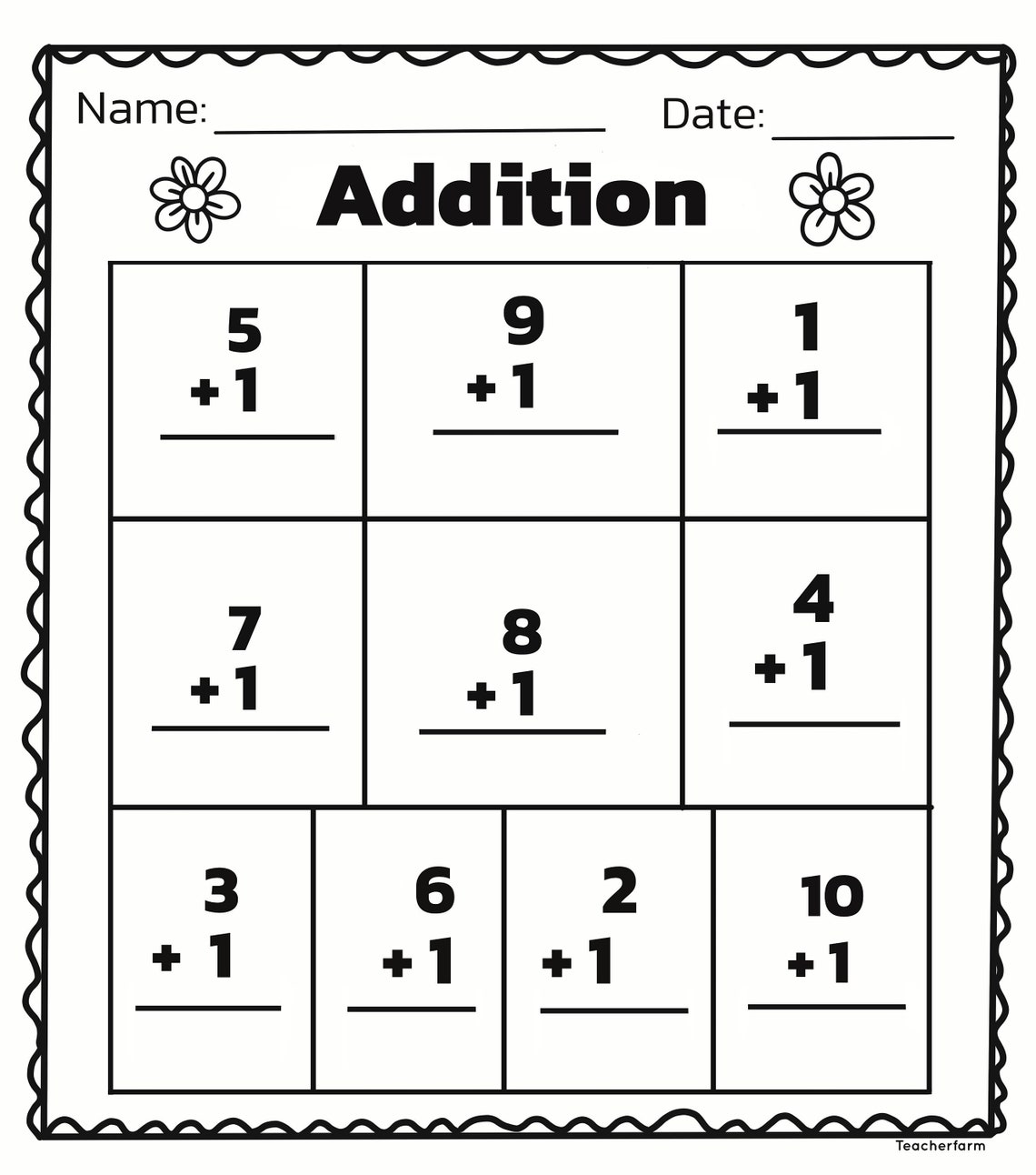 10 Printable Addition 1st Grade Worksheets, Easy Math for Students, 1 ...
