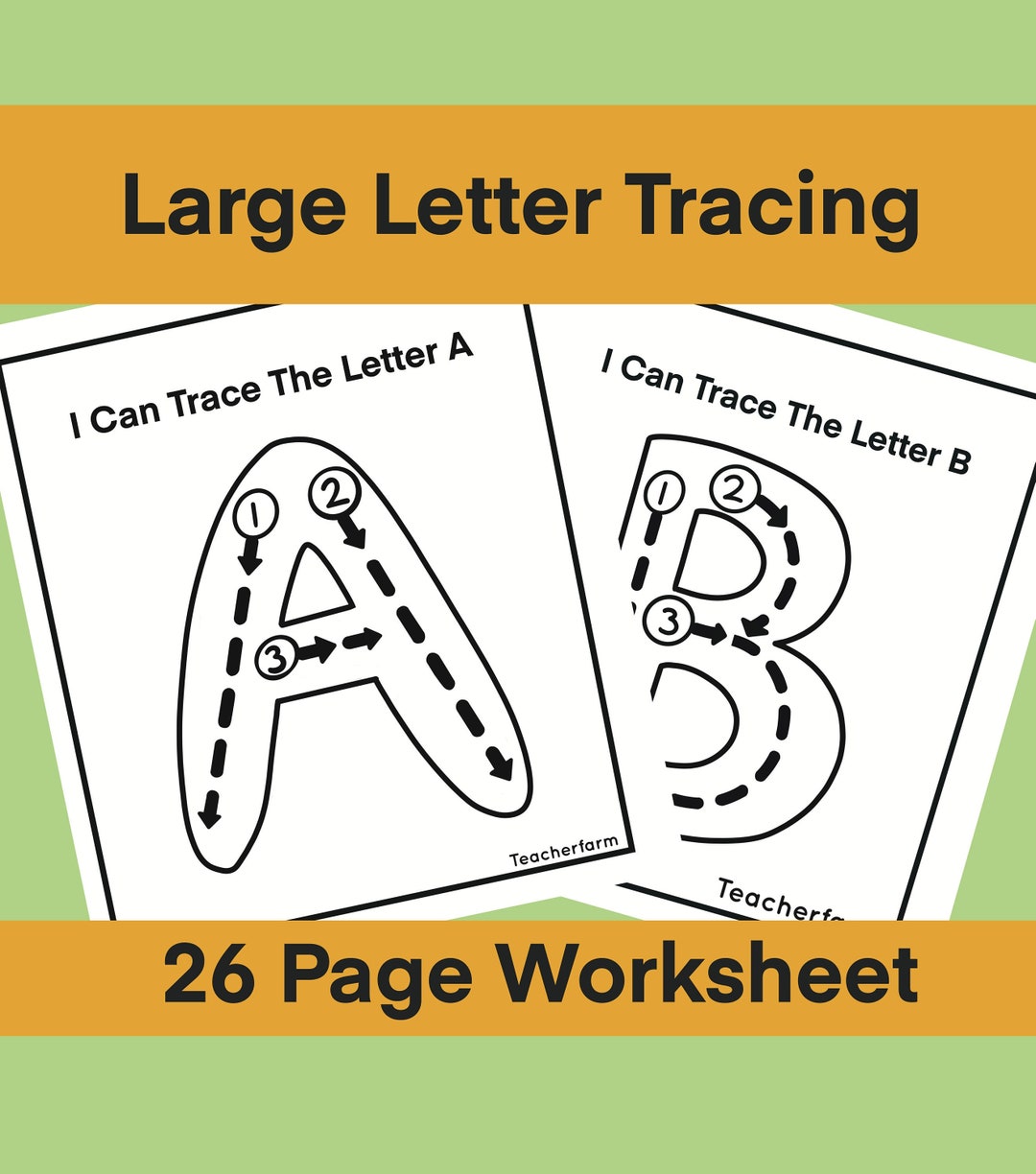 26 Large Alphabet Letters Upper Case Tracing Worksheets, Kindergarten ...