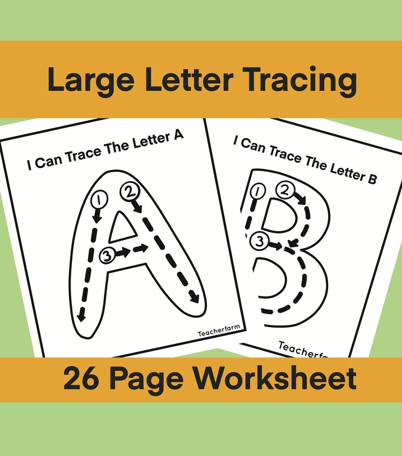 26 Large Alphabet Letters Upper Case Tracing Worksheets, Kindergarten ...