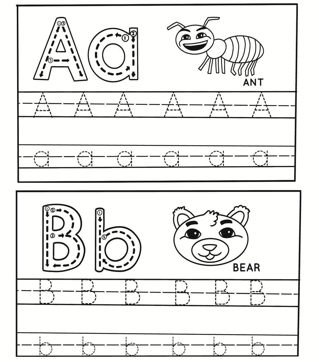 Alphabet Kindergarten Tracing Worksheets, Homeschool Teacher Kids ...