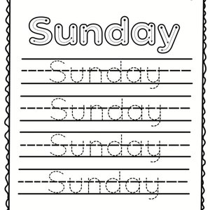 Days of the Week Learning Tracing Worksheets, Pre-k Writing Handwriting ...